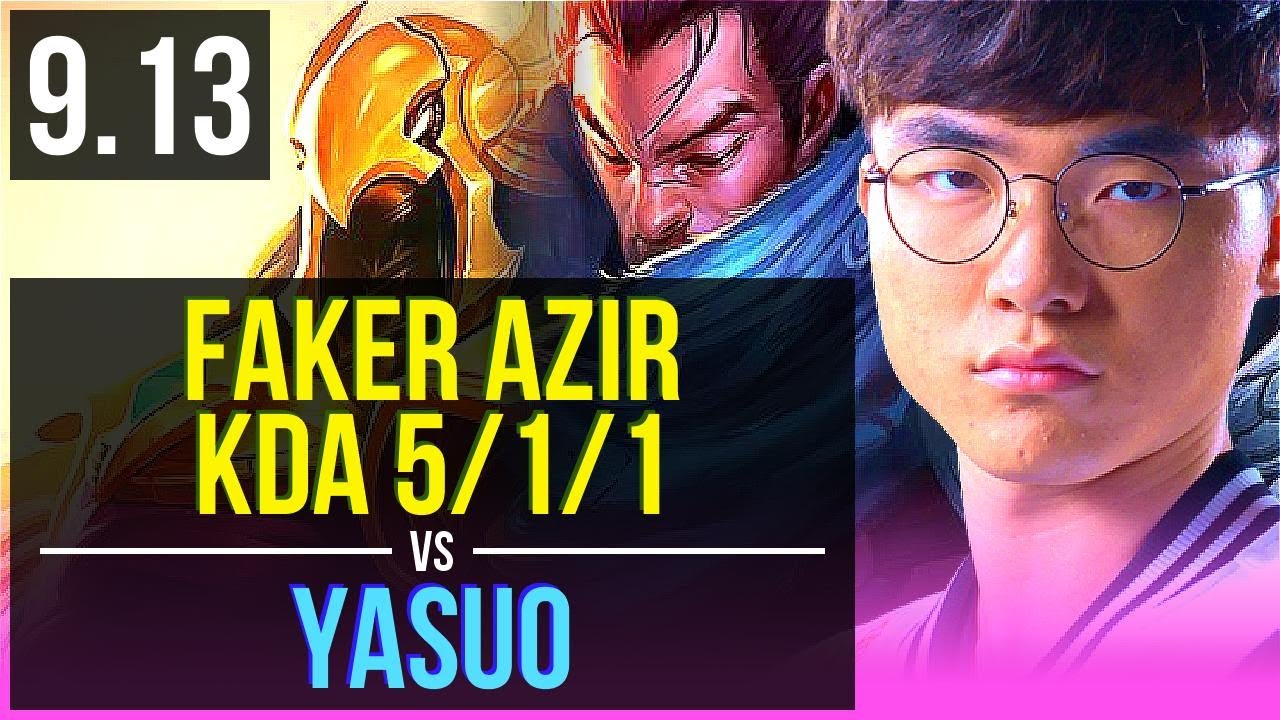 Faker AZIR vs YASUO (MID) | KDA 5/1/1 | Korea Challenger | v9.13 - YouTube