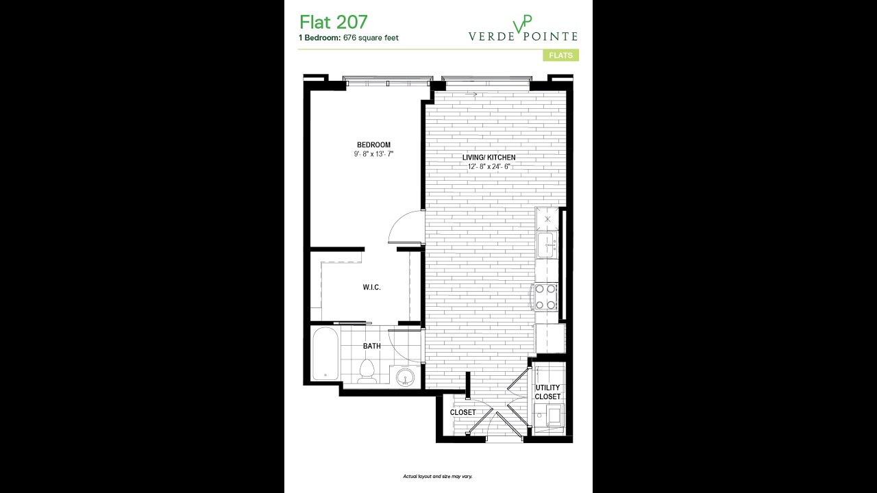 1Bedroom 207A Flat Floor Plan At VERDE POINTE Apartments - YouTube