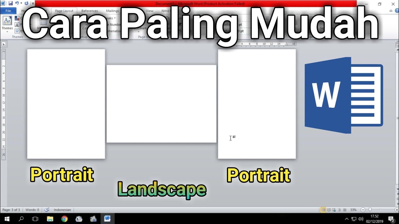 Cara Atur Kertas Landscape Satu Halaman di Microsoft Word - YouTube