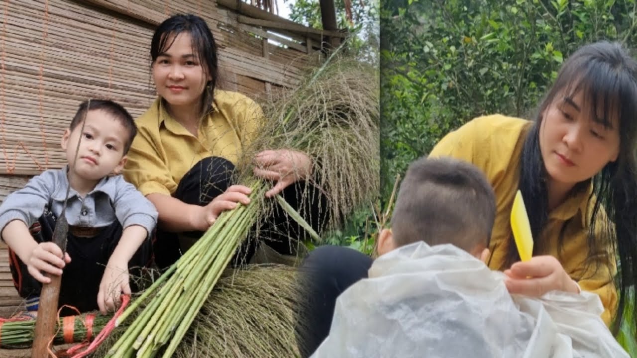 How to make a chit broom, and cut hair - YouTube
