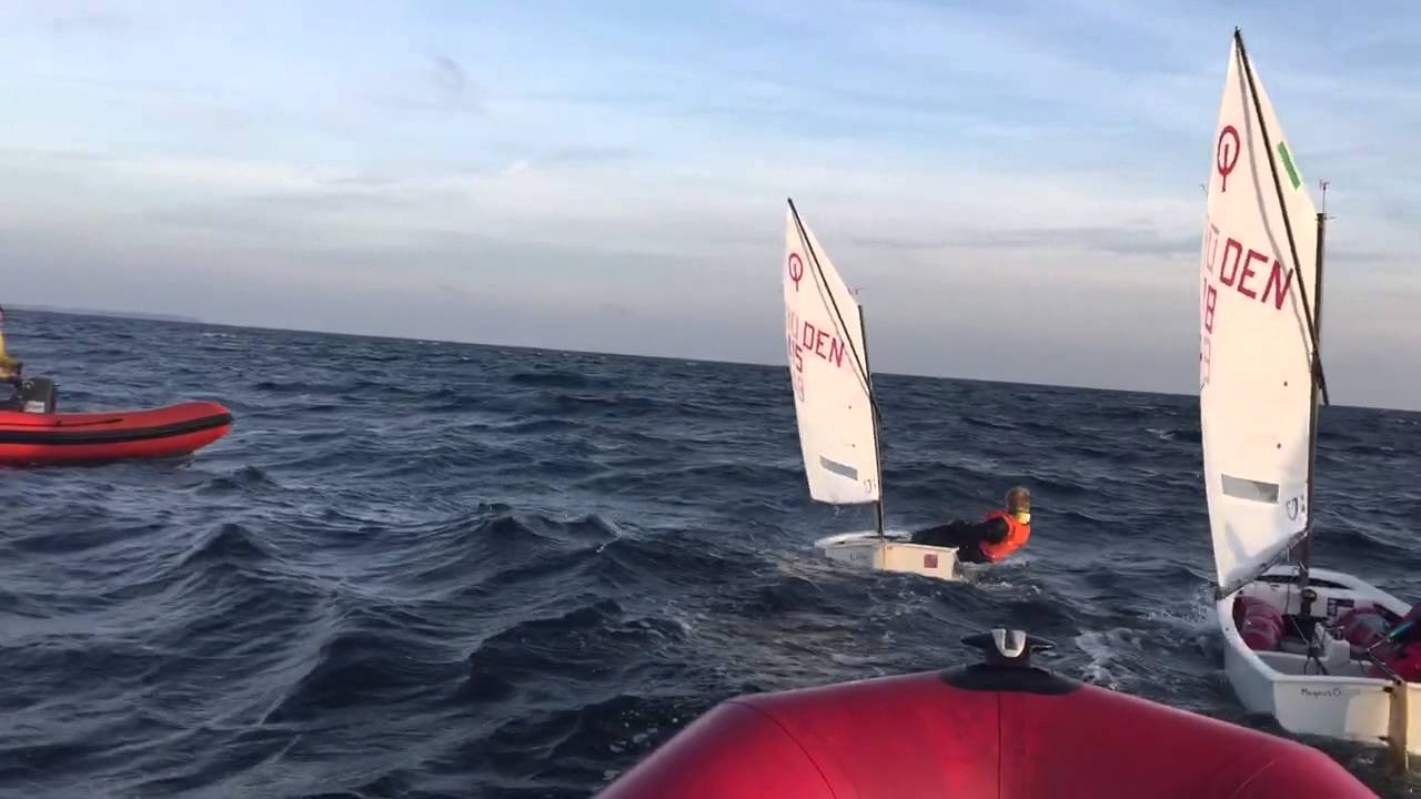 Standard optimist technique in Strong Winds ands tall waves - YouTube