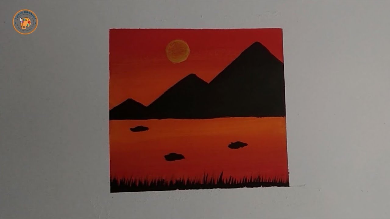 How to draw beautiful mountain scenery || Easy drawing scenery for ...