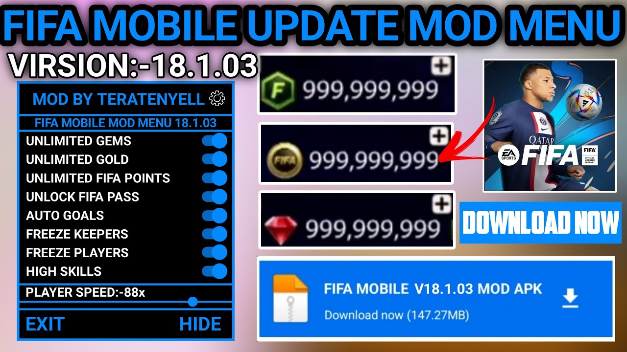 Fifa Mobile Mod Apk V18 1 03 Unlimited Money Unlimited Gems