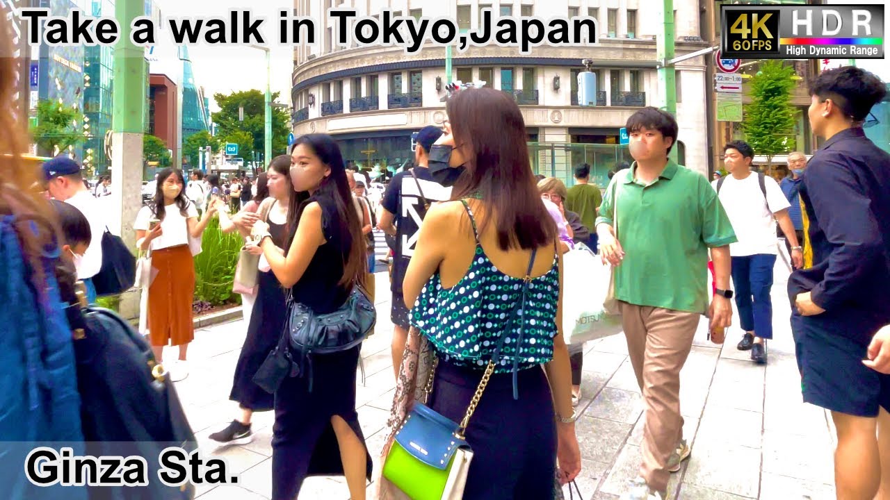4K 60fps HDR// Take a walk in Tokyo, Japan, Higashi-ginza→Ginza Station ...