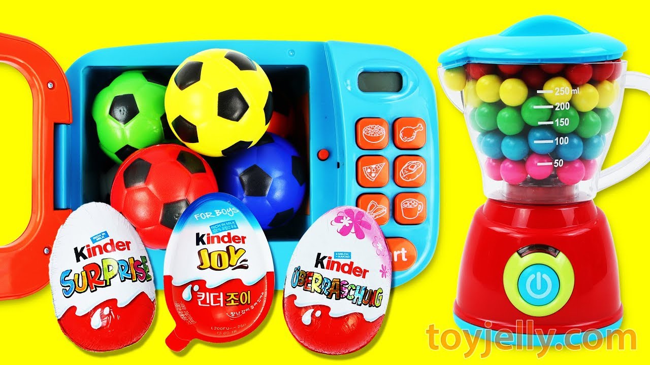 KINDER Chocolate Surprise Eggs Kinder Joy Magical Learn Colours Soccer ...