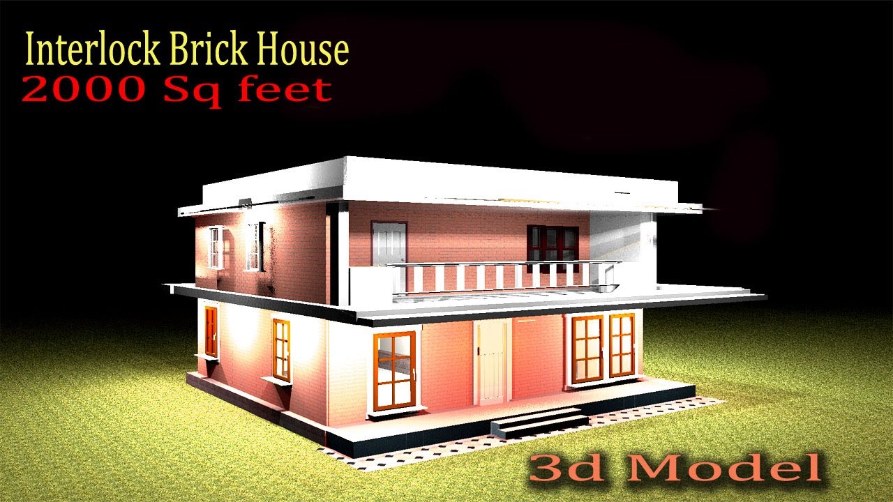 Interlock Brick House 2000 Sq 3d Model / Four Bedroom House - YouTube