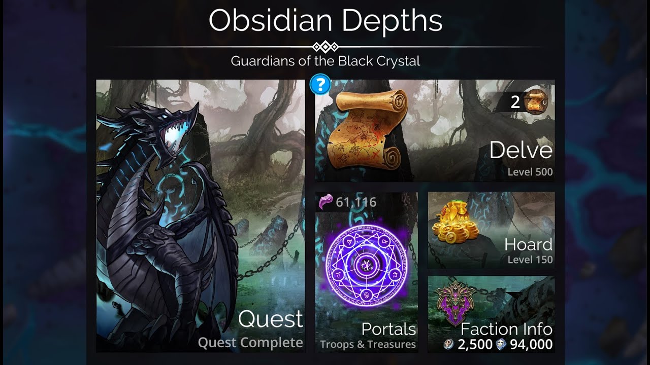 Gems of War Obsidian Depths Pure Faction 500 - YouTube