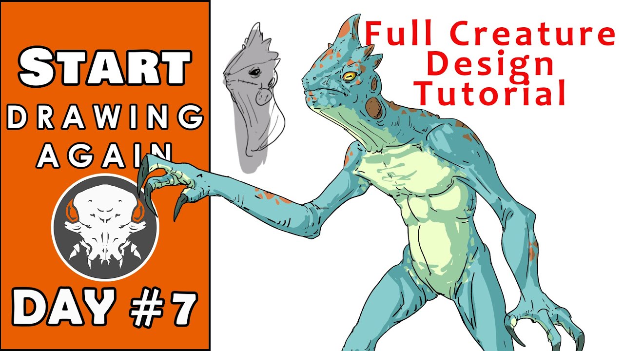 Master Creature Design in Krita - Day 7 - Drawing Challenge Tutorial ...