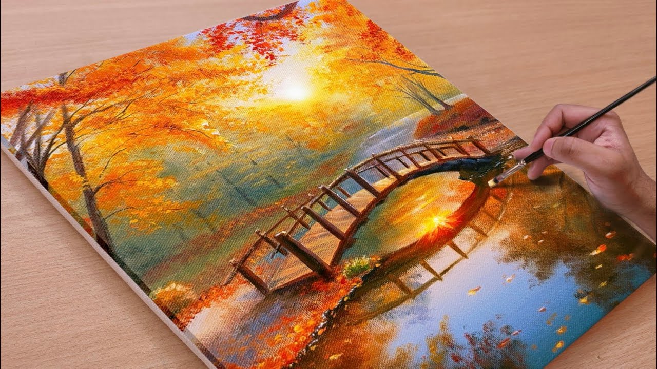 How to Draw Autumn Scenary / Acrylic Painting / STEP BY STEP #126 - YouTube