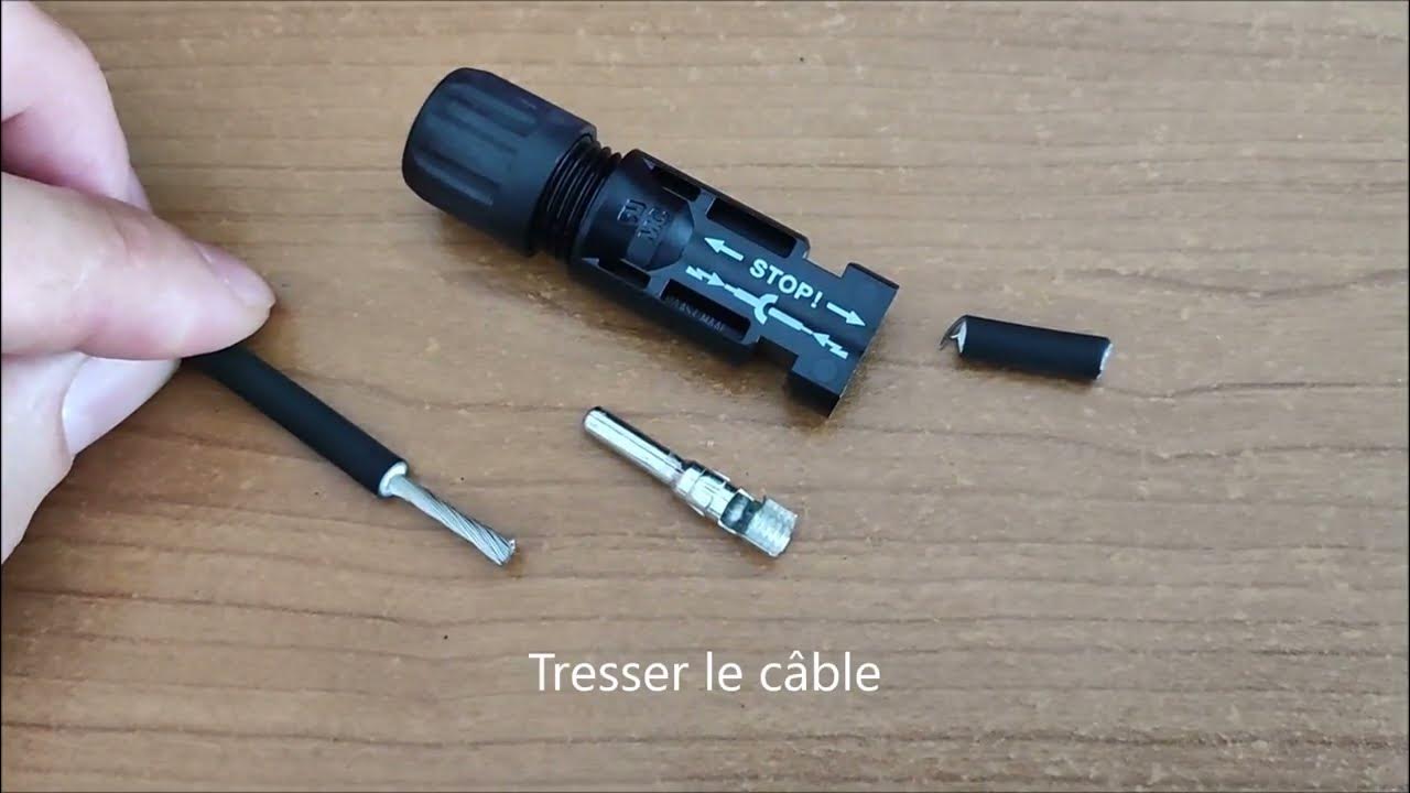 Sertir une prise MC4 avec la pince (Prise câble photovoltaïque solaire) - YouTube