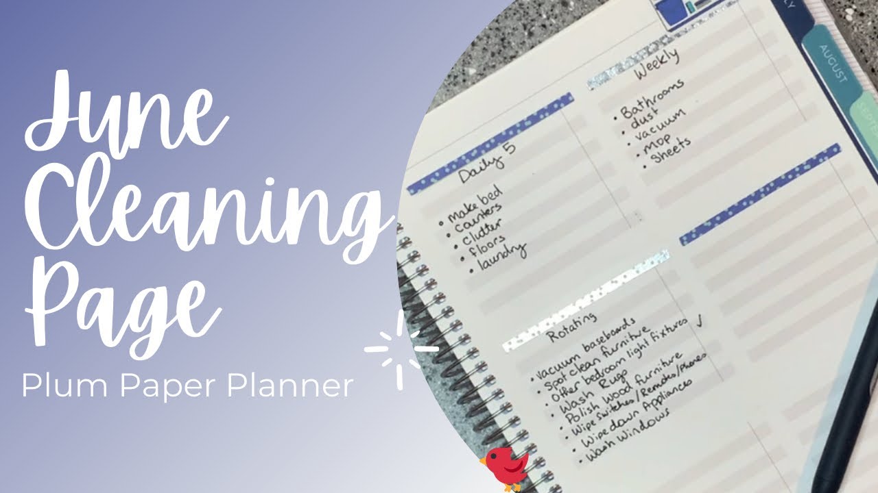 June CLEANING Schedule | Plum Paper Planner DISPERSED CLEANING PAGE ...
