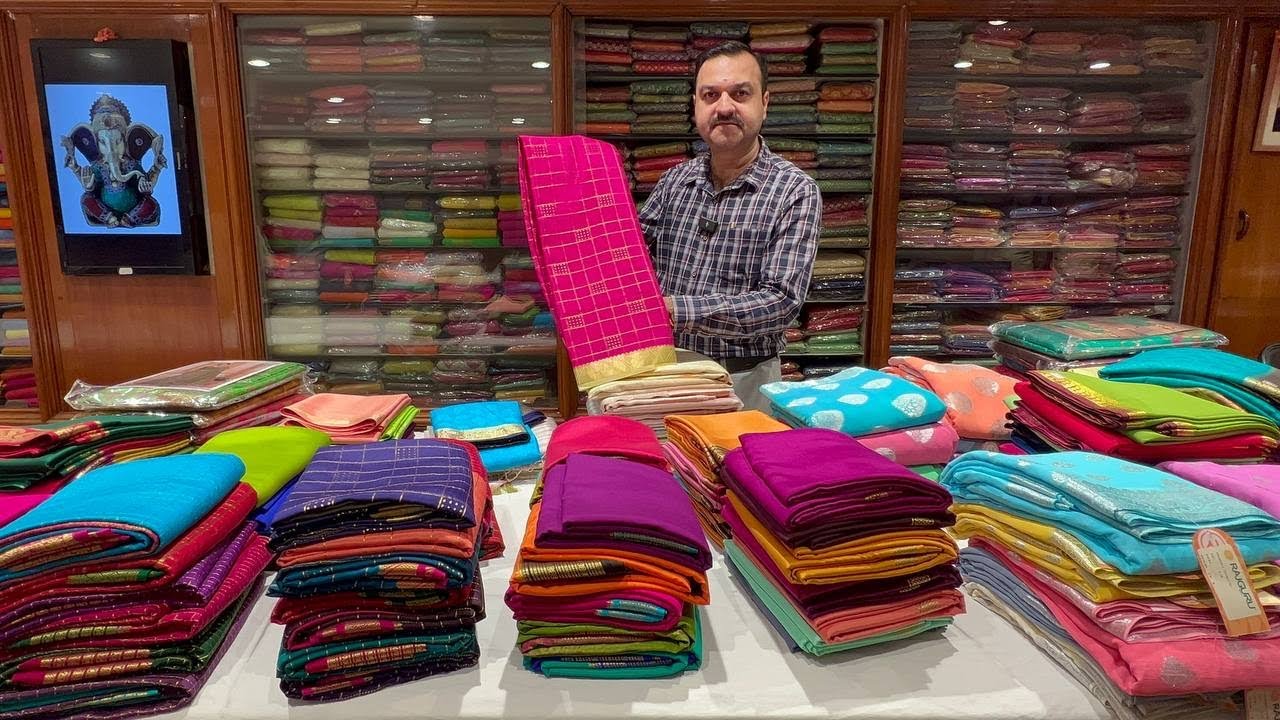 Chickpet Bangalore wholesale pure Mysore silk sarees & semi crepe ...
