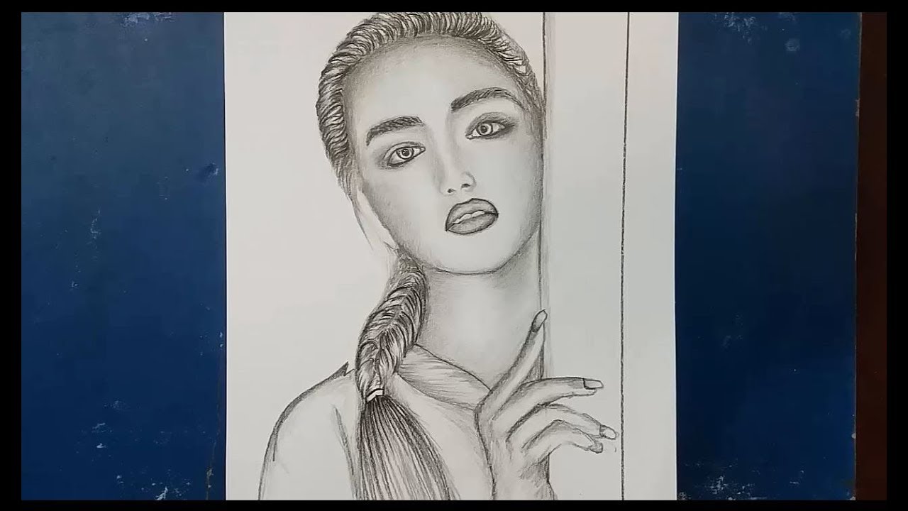 Drawing Nice Girl with Vision of love || Draw a nice girl very easy ...