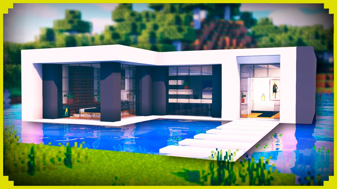 🦊Minecraft - Casa Moderna no Lago Fácil De Fazer - YouTube