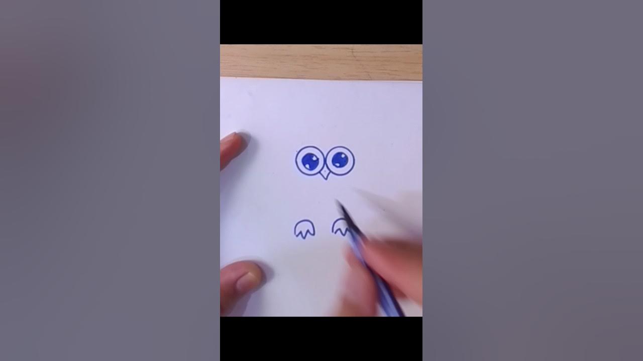 تعليم رسم بومة 🦉 بسهولة رسمسهل Shorts Youtube