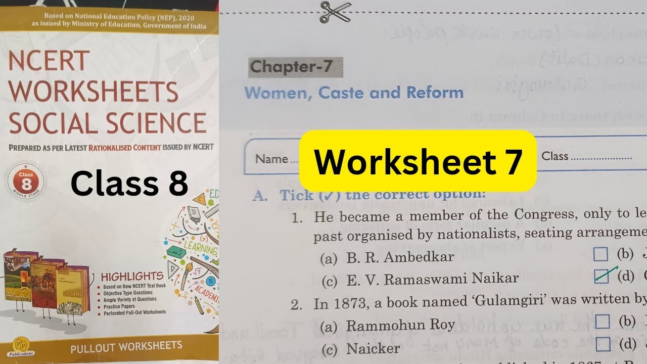 Women Caste and Reform Chapter 7 in History Class 8 Ncert worksheet ...