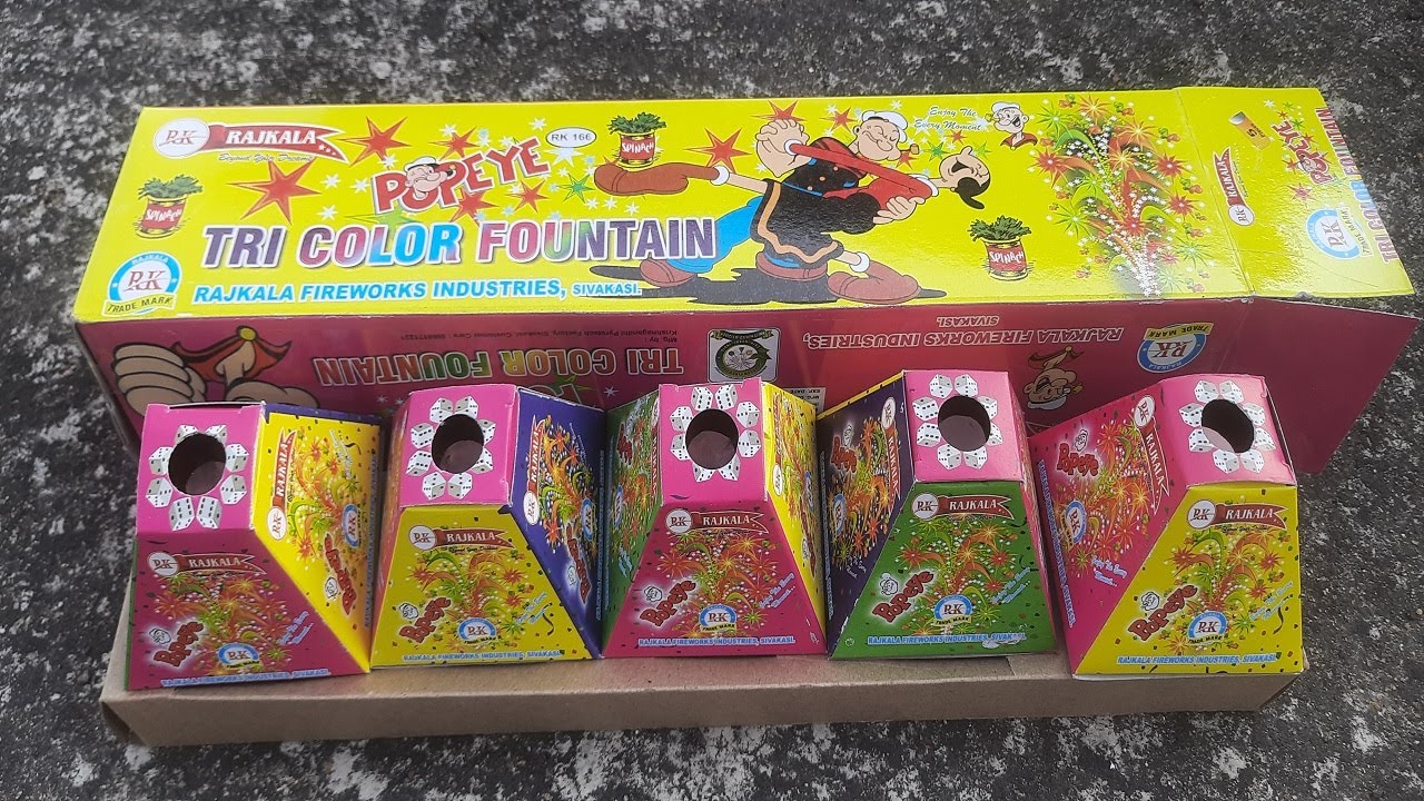 Tri Colour Fountain | POPEYE | RK | Rajkala Fireworks |CRT CRACKERS ...