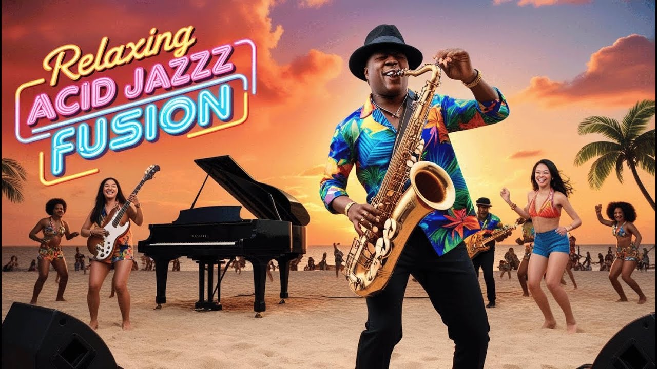 Neon Samba Nights: Acid Jazz Funk Backing Track with Saxophone Bliss ...