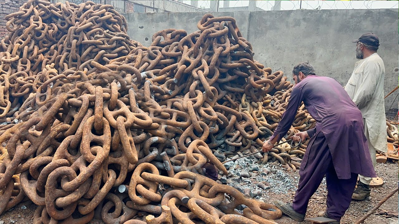 Process of Recycling Old Ship Chains Scrap and Forging to Make Tractor ...