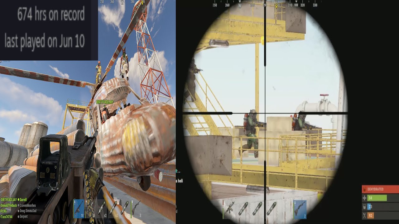 600 hour rust player takes 8 man to oil rig... - YouTube