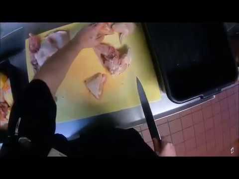 how to cut up a whole raw chicken into 10 pieces - YouTube