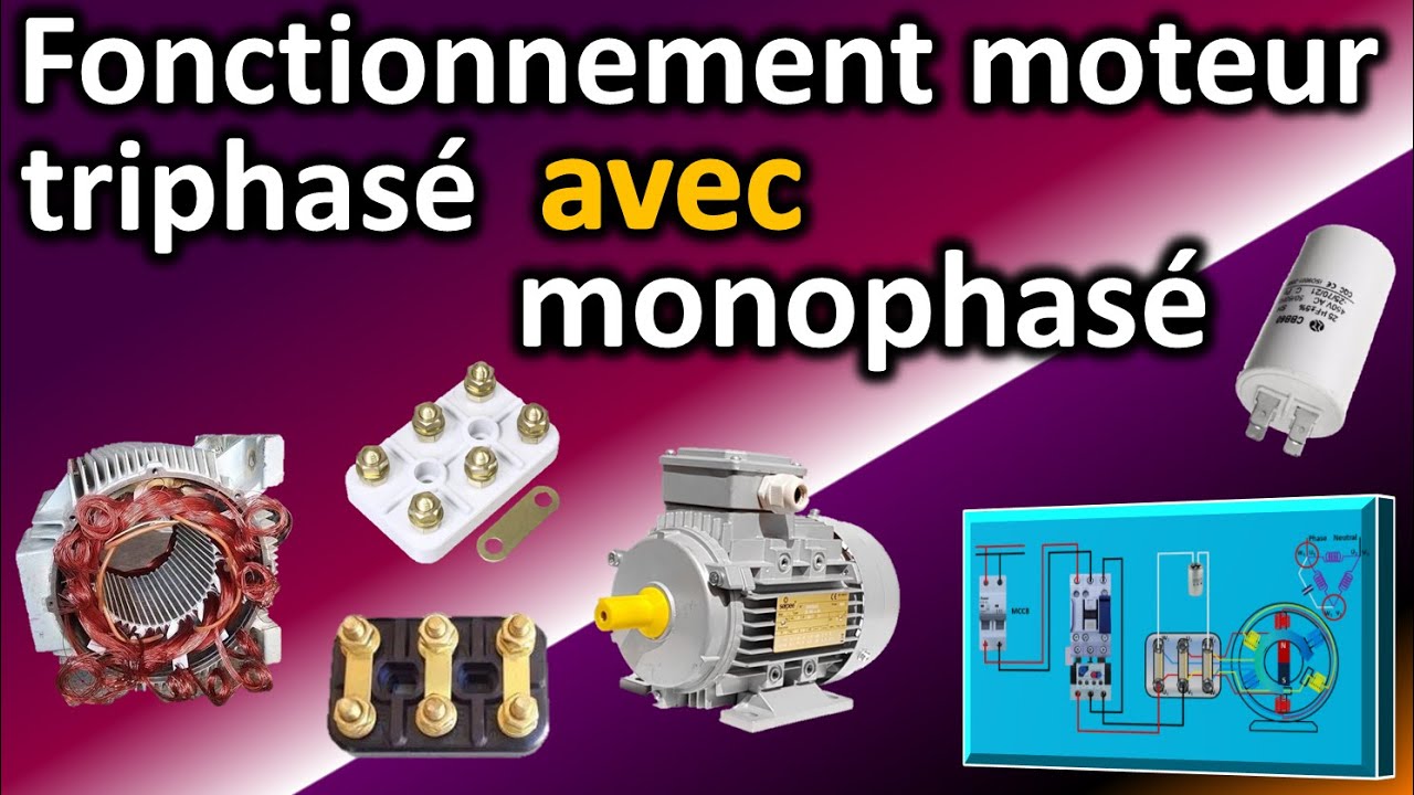 Fonctionnement moteur triphasé avec alimentation monophasée - YouTube