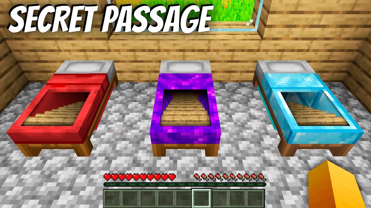I found a SECRET PASSAGE in BED in Minecraft ! BED TUNNEL in SECRET ...