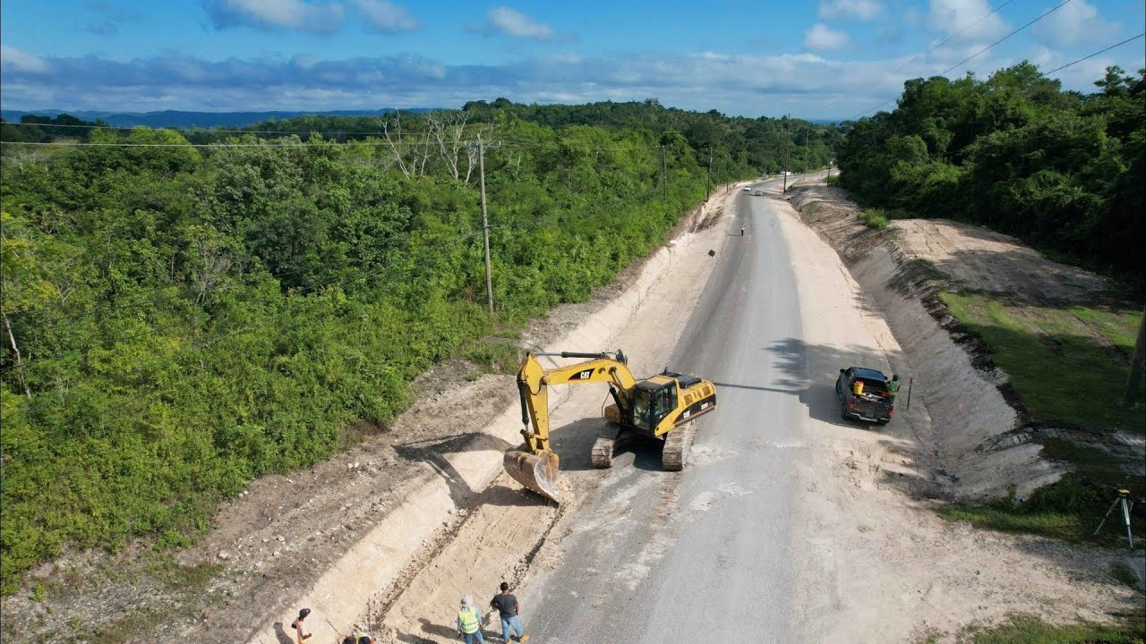 Beginning the works on the George Price Highway Upgrading Project - YouTube