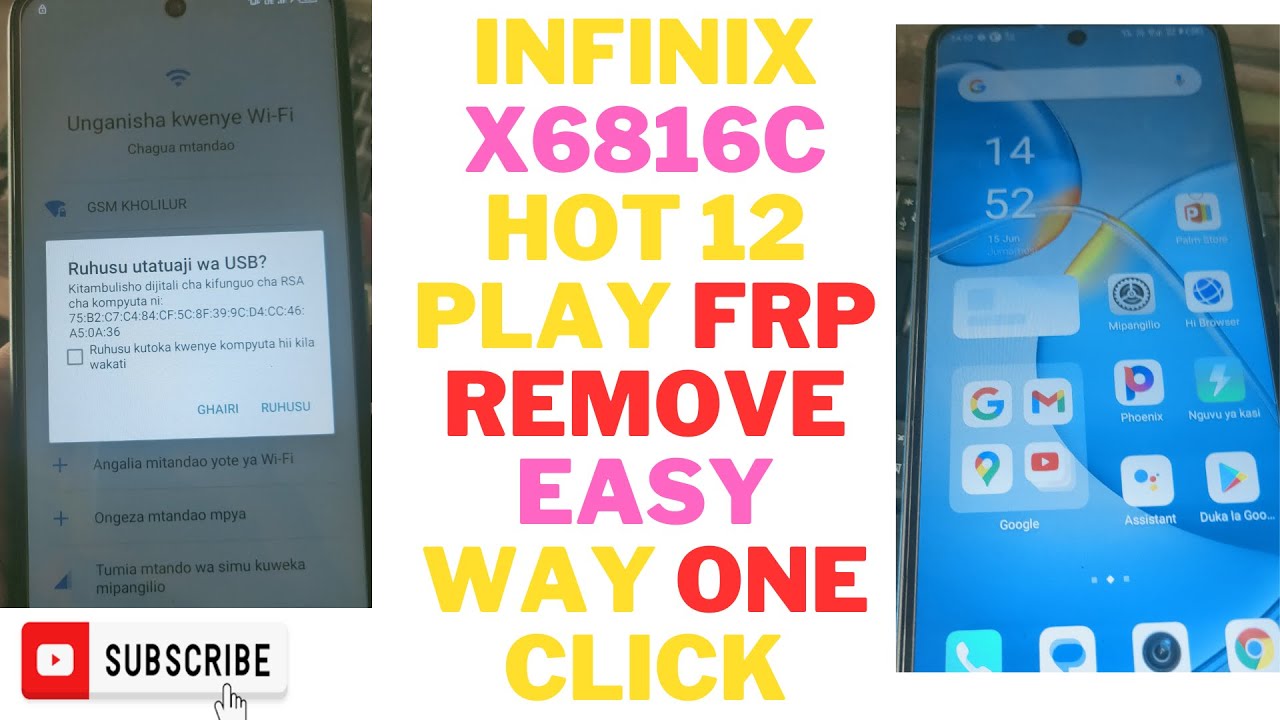 Infinix x6816c Hot 12 Play Frp Remove easy way one click - YouTube