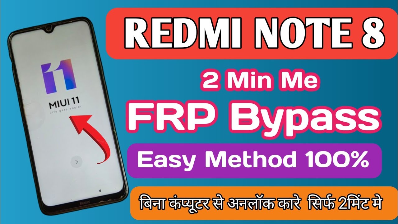 Redmi Note 8 Frp Bypass/Without Pc Google Account Unlock||100%Easy ...