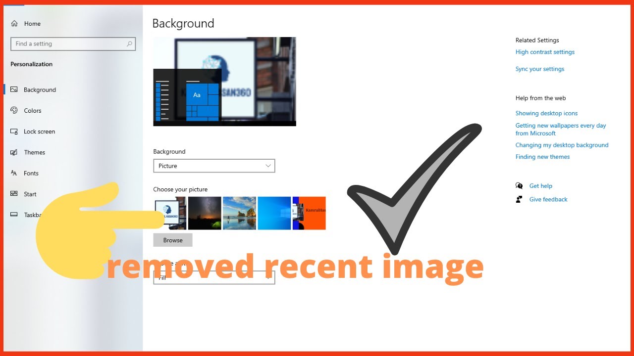 REMOVE RECENTLY USED IMAGES IN DESKTOP BACKGROUND HISTORY WINDOWS 10 ...