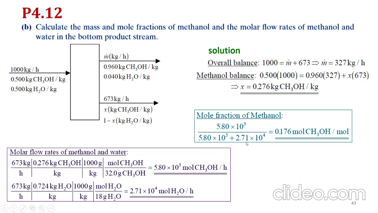 P4.12 & P4.20 solved (Chemical Engineering Principles I) - YouTube