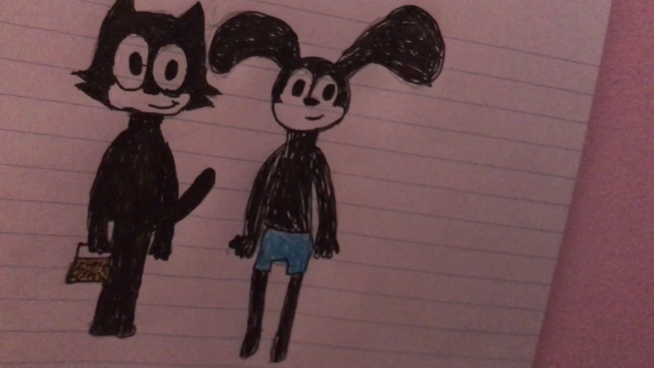Felix the cat & Oswald the Lucky Rabbit drawing - YouTube