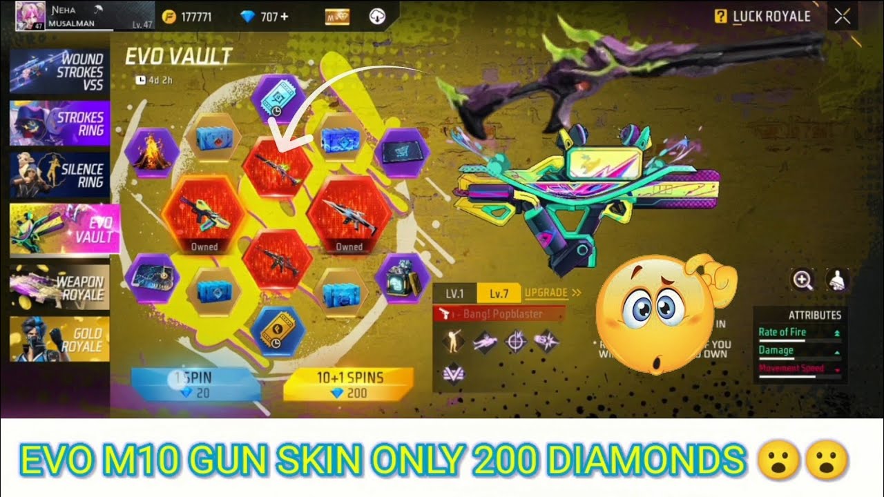 FREE FIRE NEW EVO VAULT EVENT || EVO M10 GUN SKIN ONLY 200 DIAMONDS 😮😮 ...