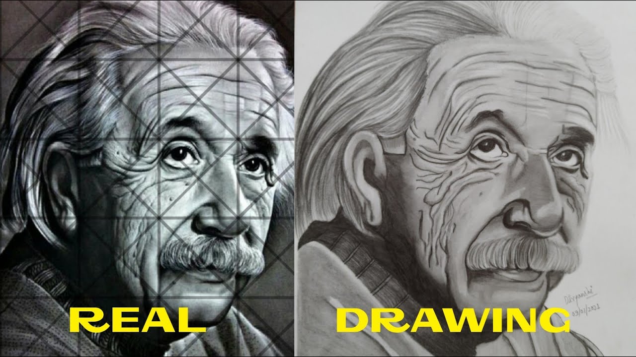 Drawing Albert Einstein || How to draw Albert Einstein || Divyanshi ...