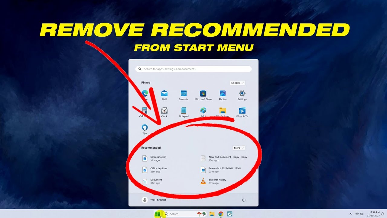 Remove Recommended Recent Files From Start Menu In Windows 11 - YouTube