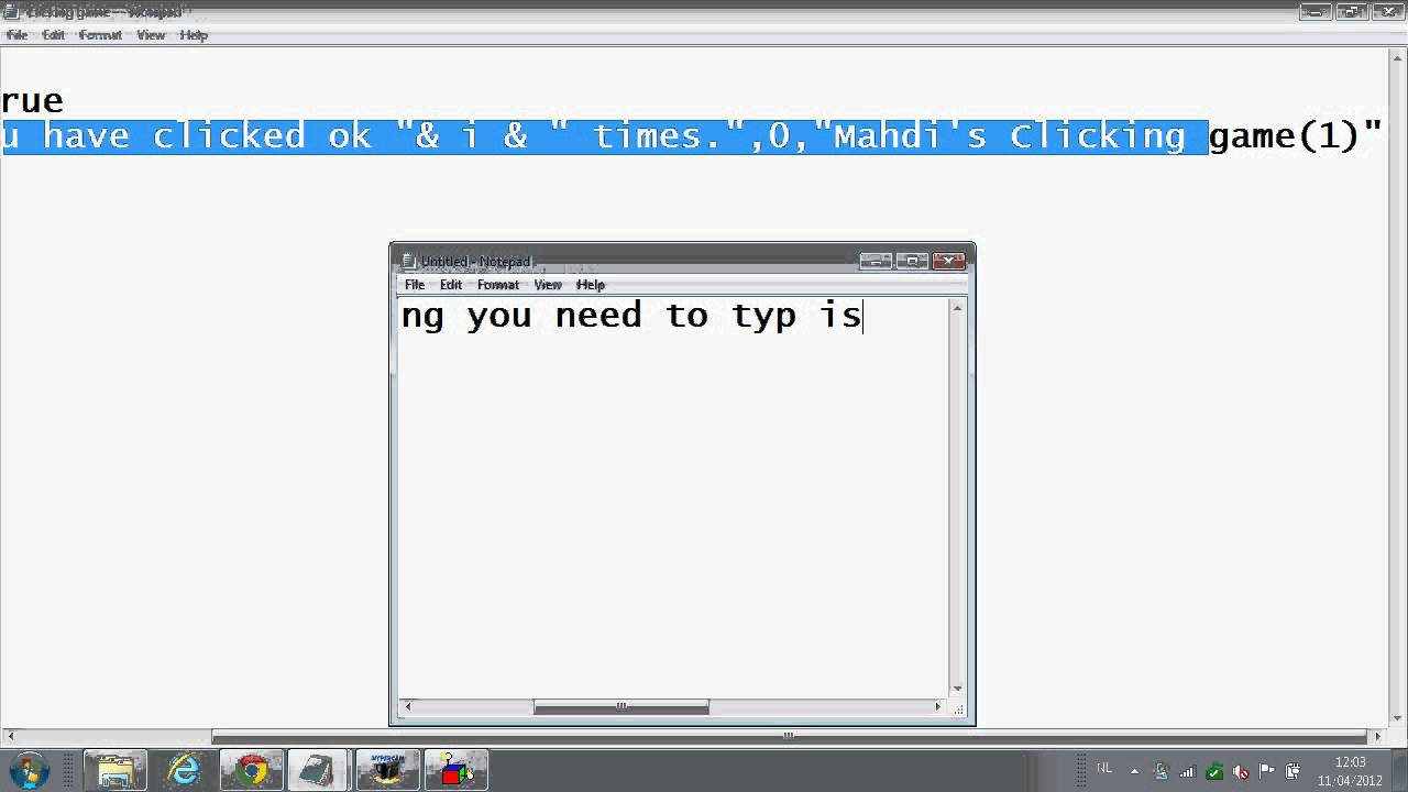 How To Make A Clicking Game Notepad Tutorial Part 2 Youtube 5762