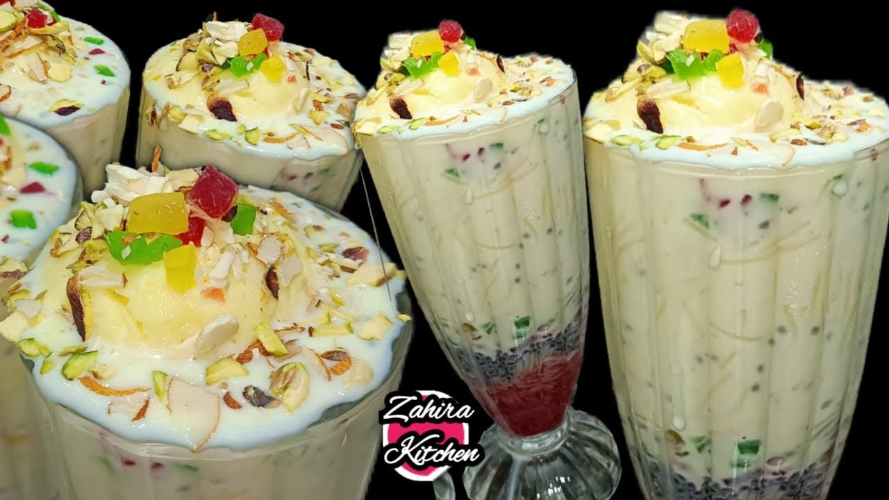 Home style Falooda Recipe | Vanilla Falooda Recipe | Zahira Kitchen ...