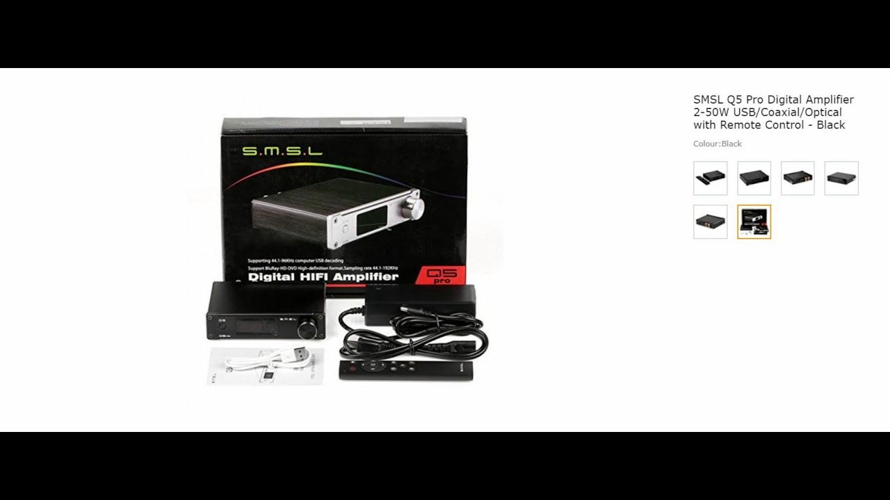 SMSL Q5 Pro Digital Amplifier 2-50W USB/Coaxial/Optical with Remote ...