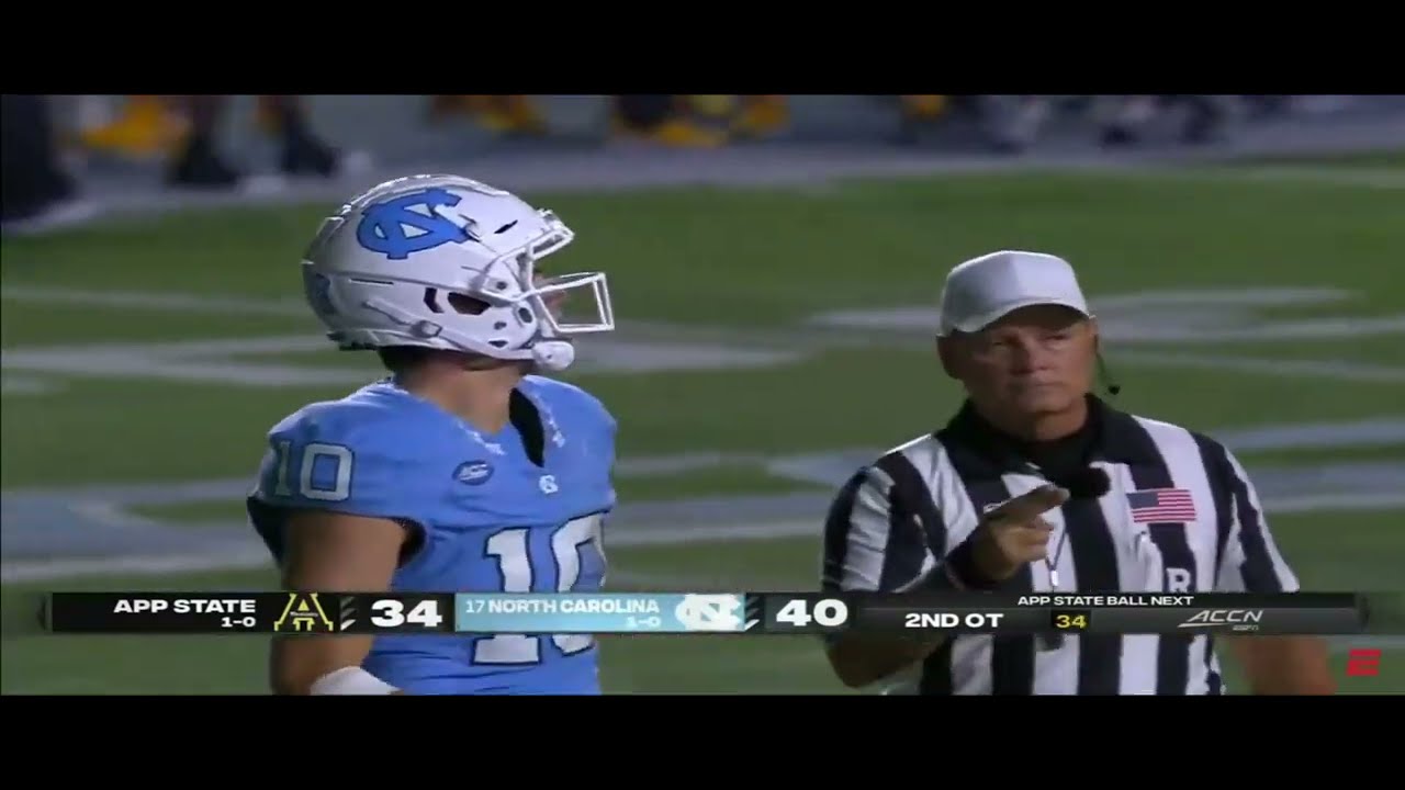 Drake Maye 13 Yard TD Run #17 UNC VS Appalachian State Crazy OT Victory ...