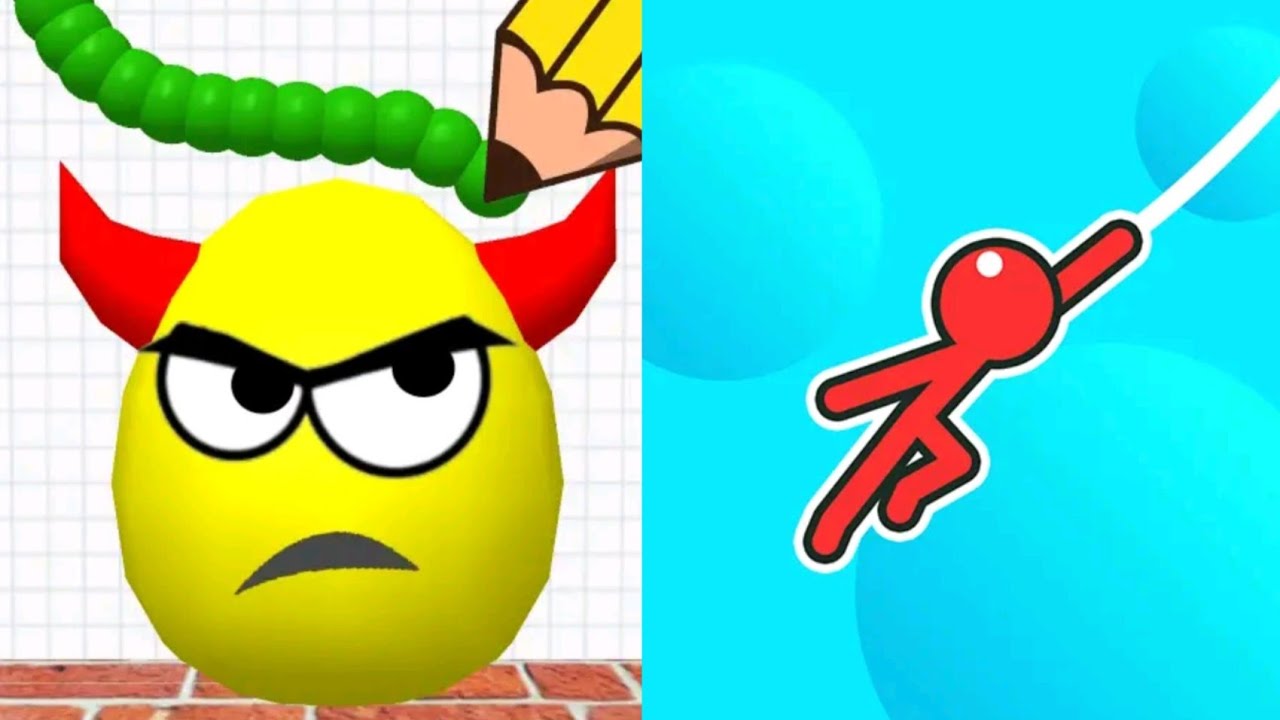 Draw To Smash Logic Puzzle VS Stickman Hook Satisfying ASMR Gameplay ...