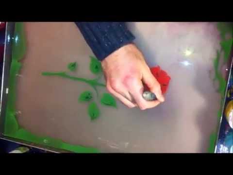 Ebru sanati gül yapimi - Abdulkerim Caliskan - Painting on Water