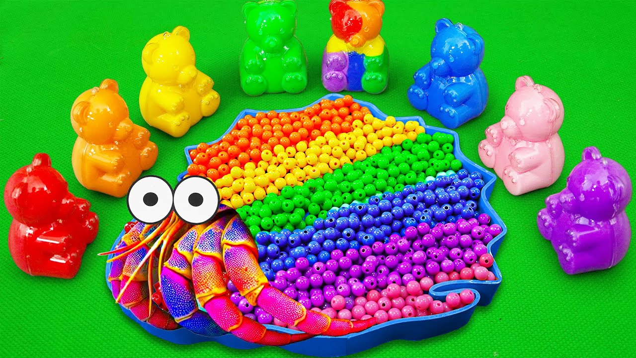 Satisfying ASMR | Making Rainbow Hermit Crab Bathtub by Mixing SLIME in ...