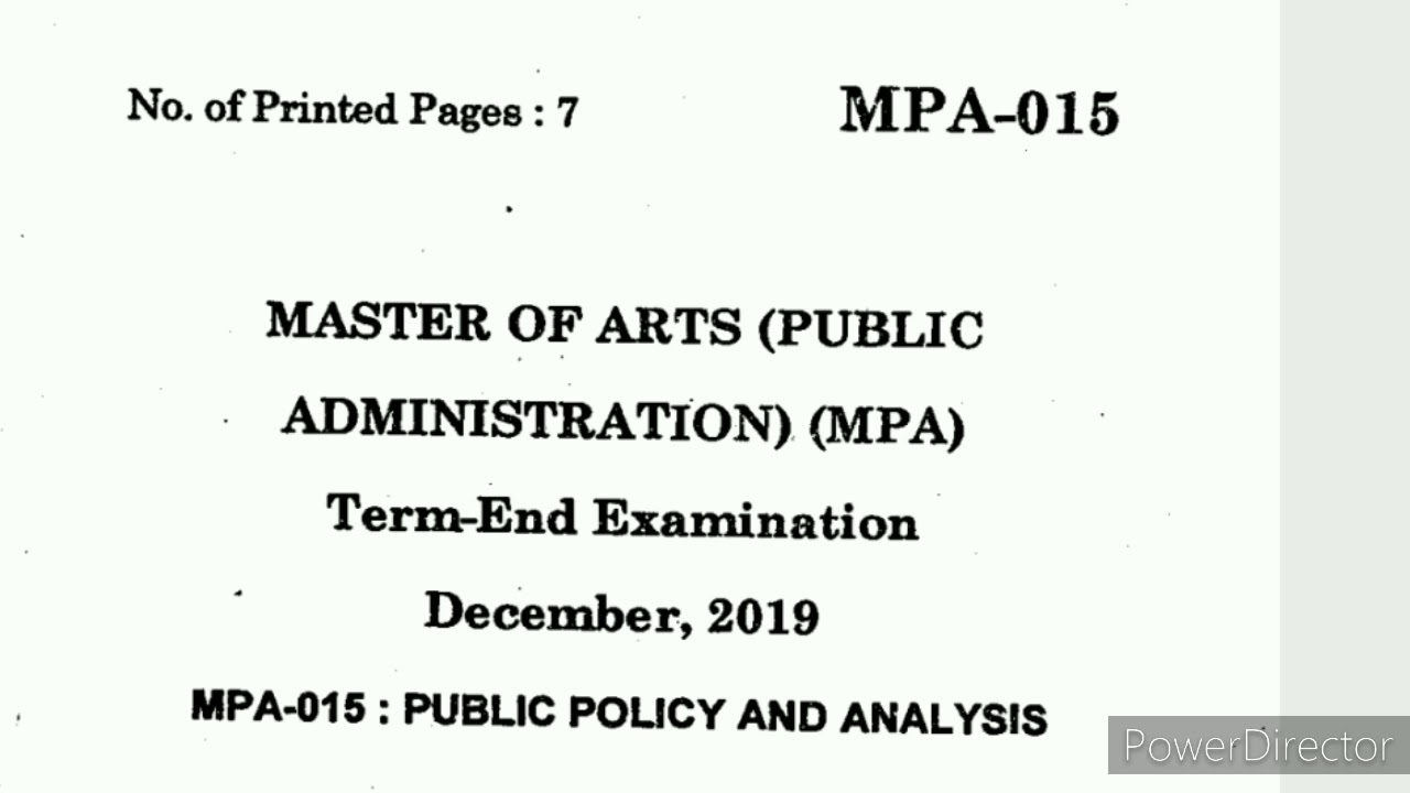 MPA 15 previous year question paper December 2019 | MPA 15 Question ...