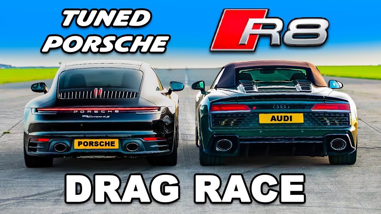 Tuned Porsche v V10 Audi: DRAG RACE - YouTube