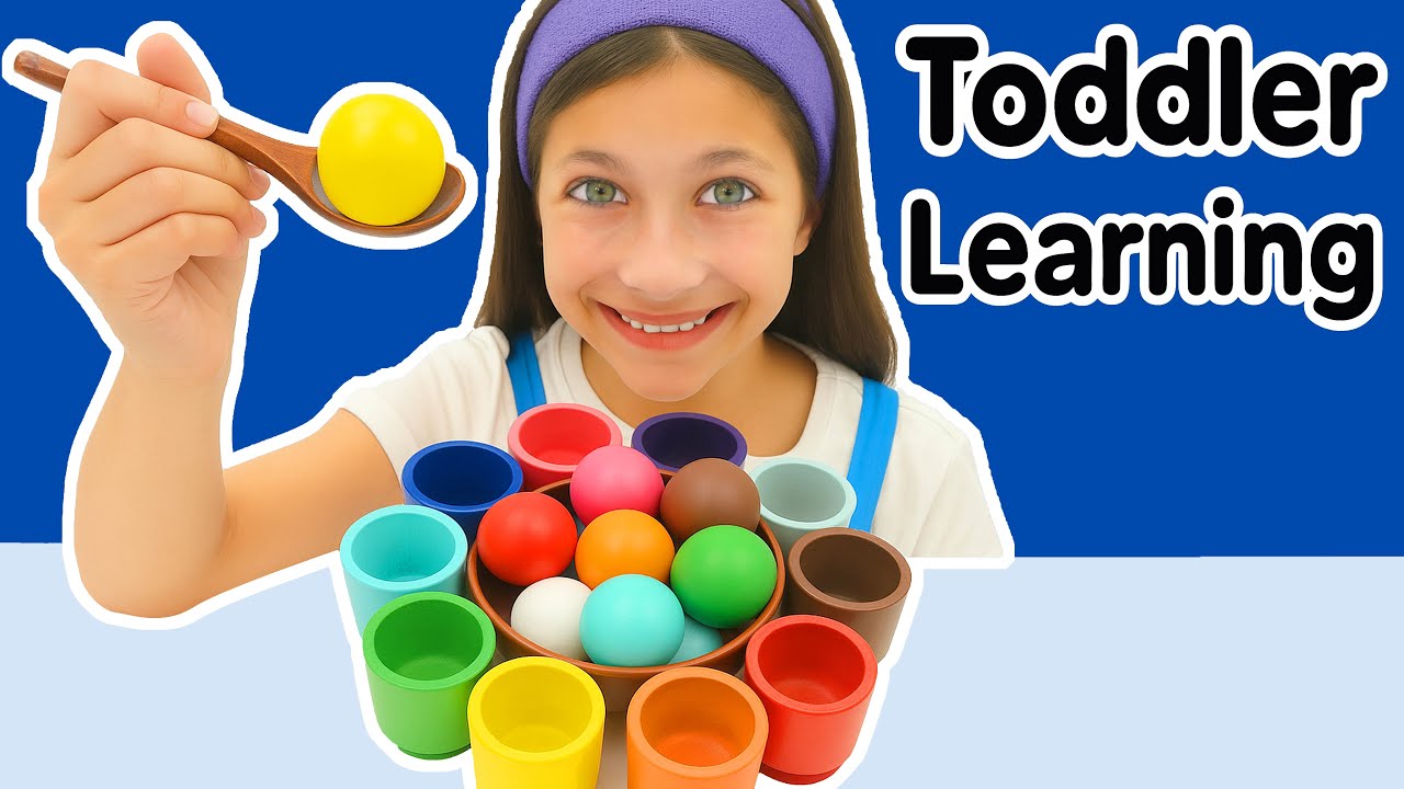 Angel is Sorting Rainbow Balls & Cups! | Recognize Colors & Learn Words ...