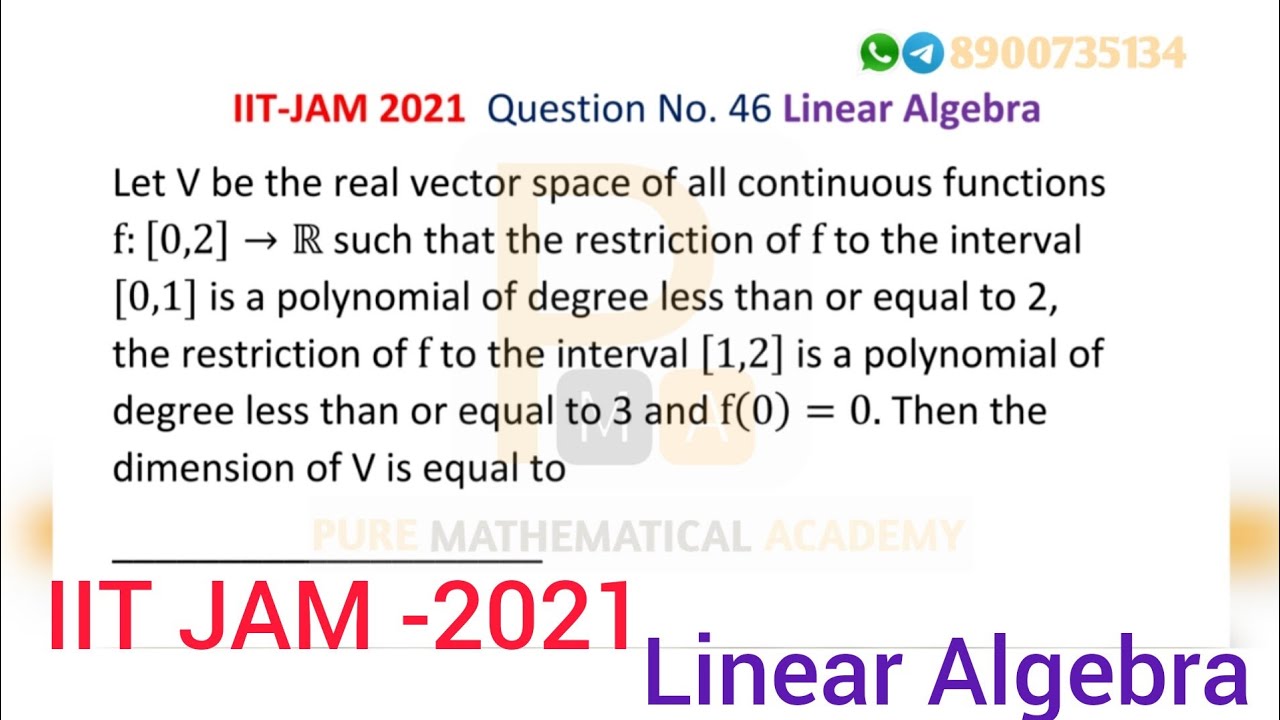 IIT JAM 2021 Linear Algebra Solution | Mathematics Solution | Q.No 46 ...
