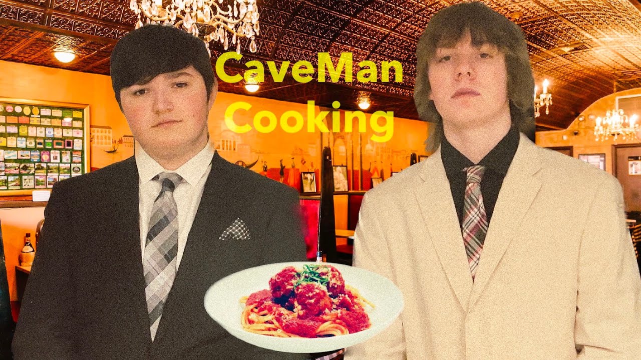 Cavemen Cook Meatballs & Pasta - YouTube