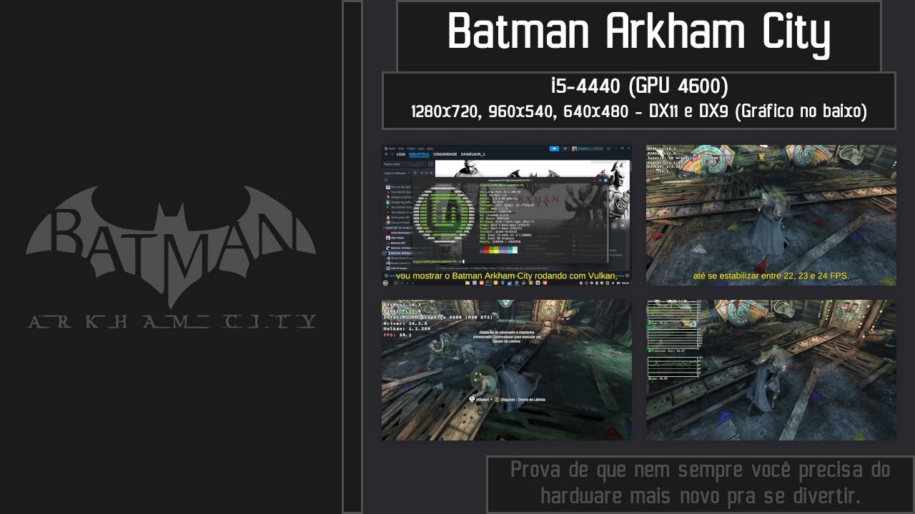 Batman Arkham City i5-4440 (GPU 4600) - Gráfico no baixo OS: Linux Mint #linux #linuxmint # ...