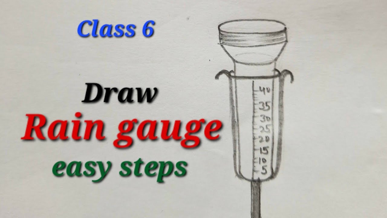 Rain gauge drawing easy class 6, Draw rain gauge easy for kids, How to ...